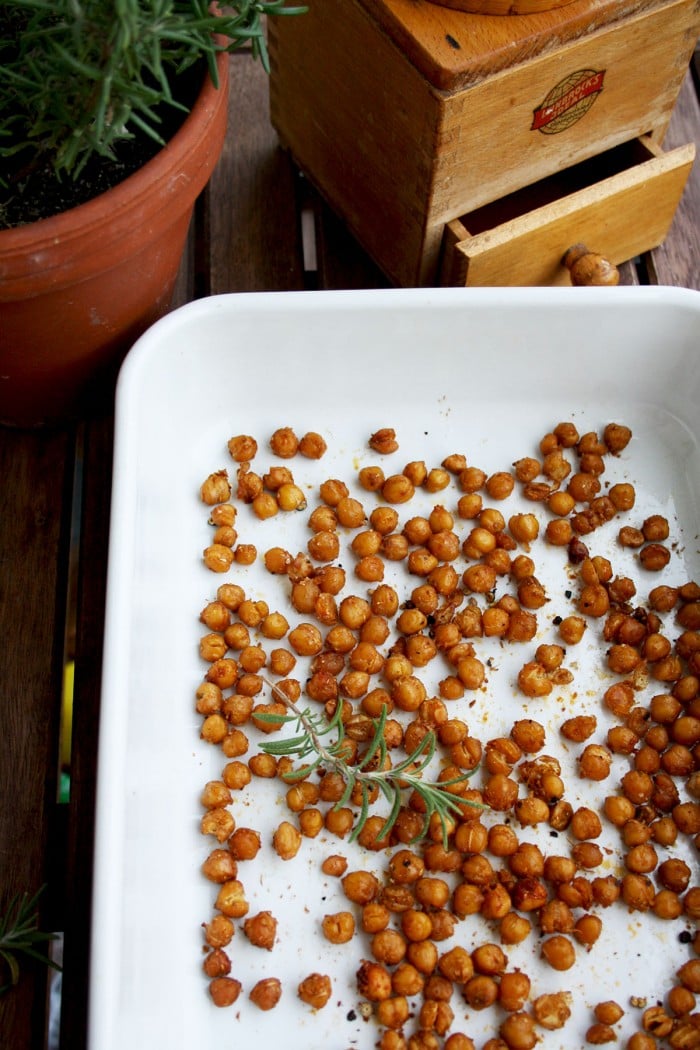 Roasted Butternut Squash with Chick Peas and Tofu Dip • Happy Kitchen