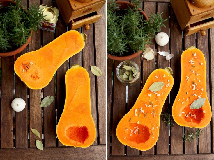 Roasted Butternut Squash with Chick Peas and Tofu Dip • Happy Kitchen