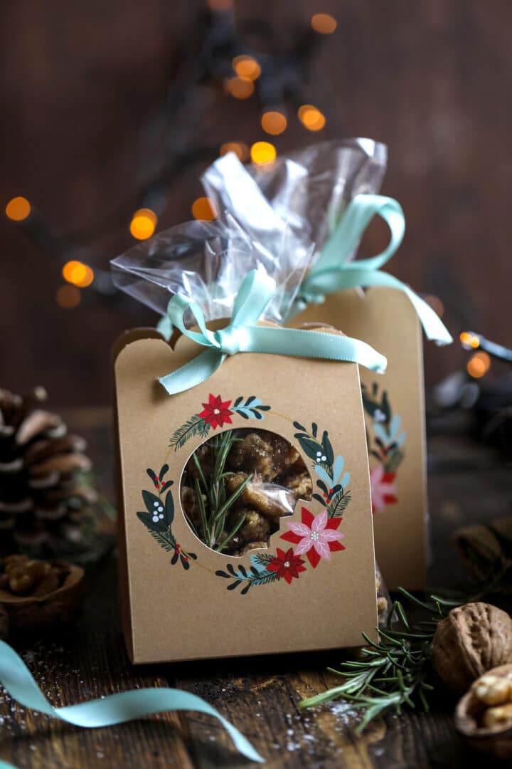 Salted Caramel Candied Walnuts with Rosemary • Happy Kitchen