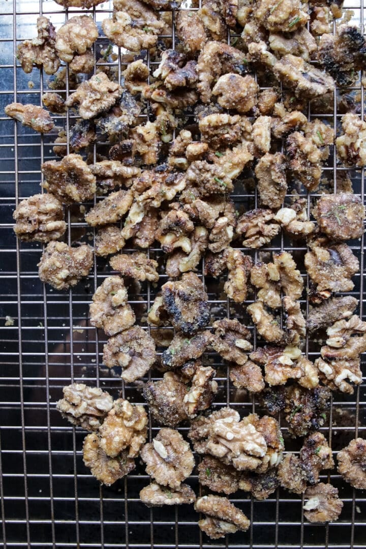 Salted Caramel Candied Walnuts with Rosemary • Happy Kitchen
