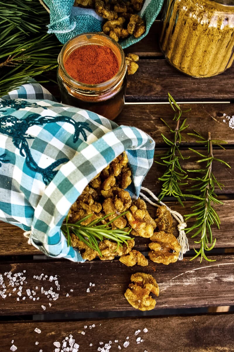 Salted Caramel Candied Walnuts with Rosemary • Happy Kitchen