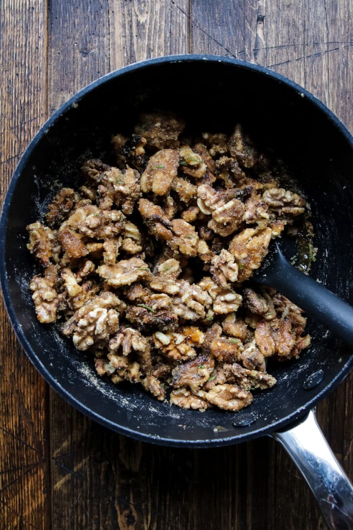 Salted Caramel Candied Walnuts with Rosemary • Happy Kitchen