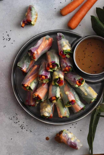 Fresh Vegan Spring Rolls • Happy Kitchen