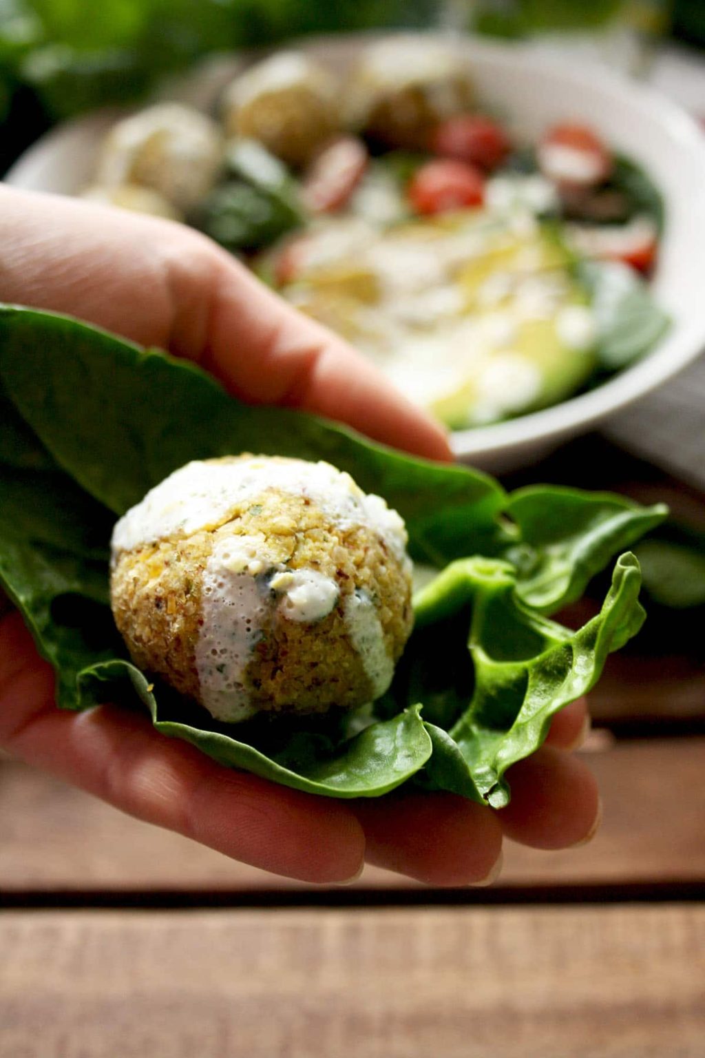 Crispy Baked Falafel with Hazelnuts and Creamy Lemon-Mint Sauce • Happy ...