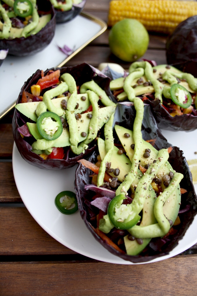 Mexican Raw Vegan Bowls with Guacamole Dressing • Happy Kitchen