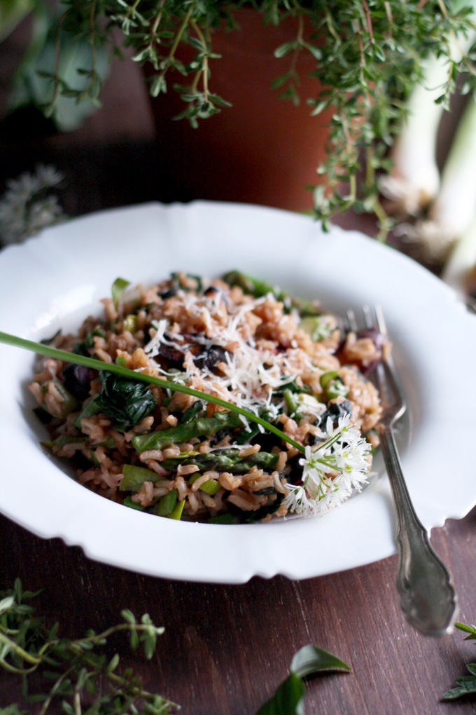 Spring Brown Rice Risotto with Asparagus • Happy Kitchen