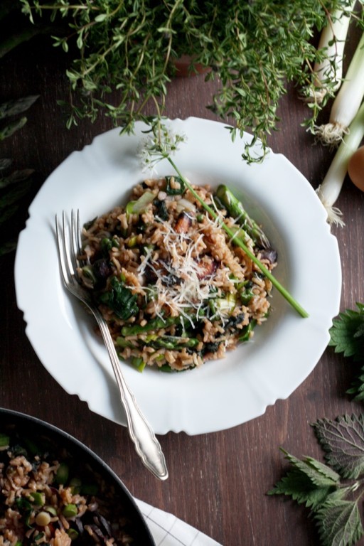 Spring Brown Rice Risotto with Asparagus • Happy Kitchen