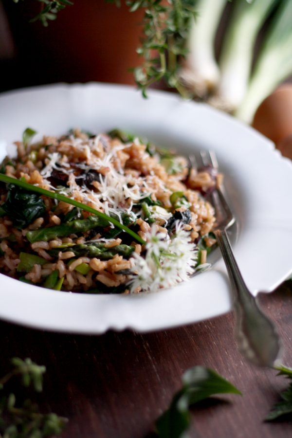 Spring Brown Rice Risotto with Asparagus • Happy Kitchen