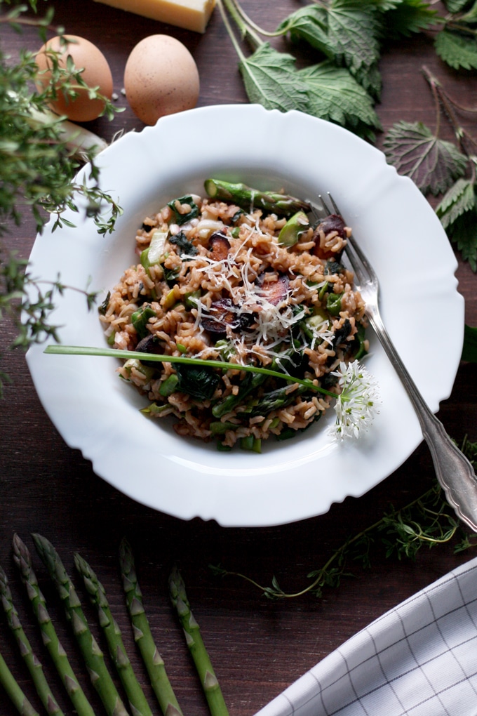 Spring Brown Rice Risotto with Asparagus • Happy Kitchen