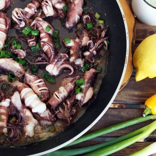 Squid with Cream Cheese Chili Dip • Happy Kitchen