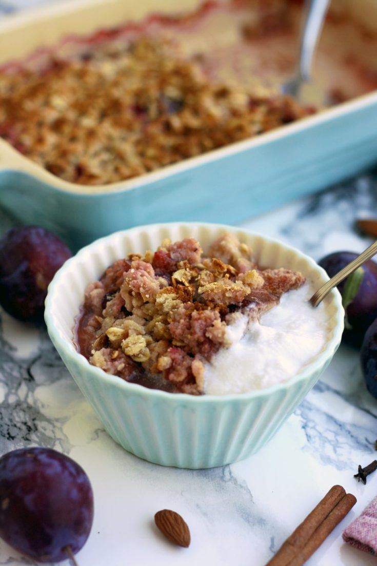 Vegan Plum Crisp with Coconut • Happy Kitchen