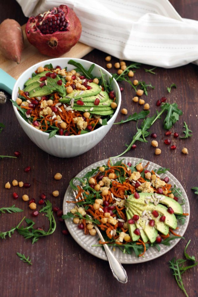 Sweet Potato Noodle Salad with Chickpeas and Rocket • Happy Kitchen